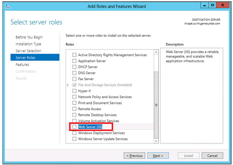 Documentation:SPMI:Admin:IIS:8.5.5 - Genesys Documentation
