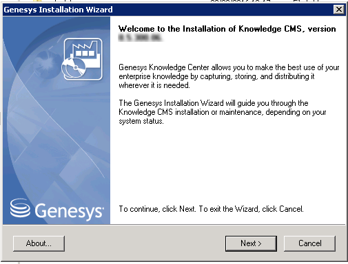 Documentation:KC:Deployment:InstallCMS:Current - Genesys Documentation